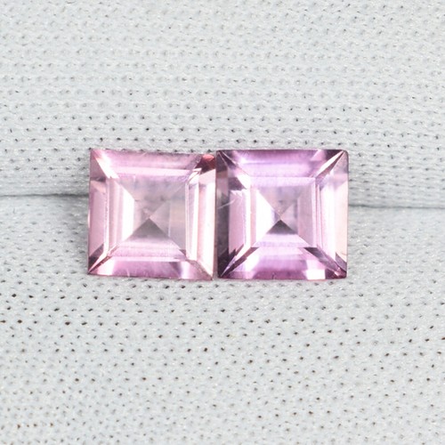 1.06Cts Best Luster "Baby Pink" Natural Tourmaline - Square Cut Pair ...