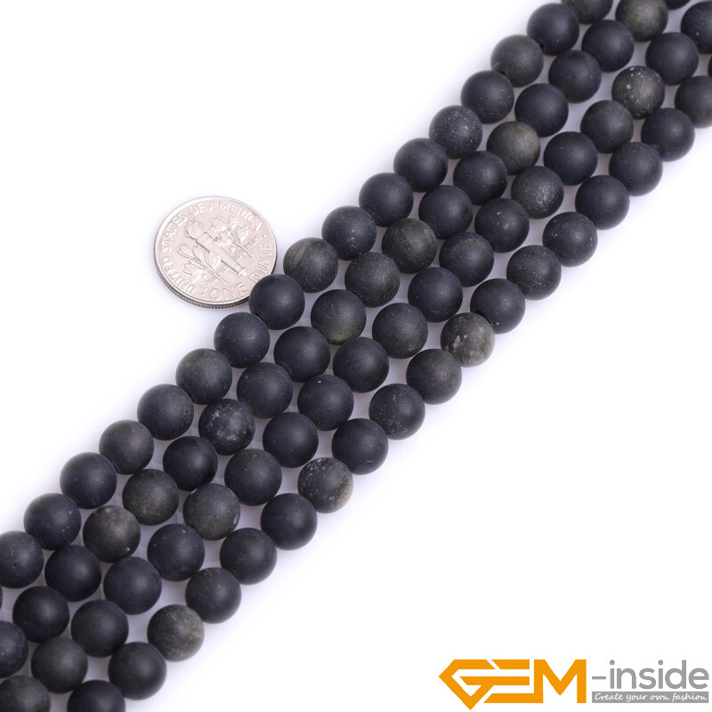 Natural Golden Obsidian Stone Frosted Matte Round Beads for Jewelry ...