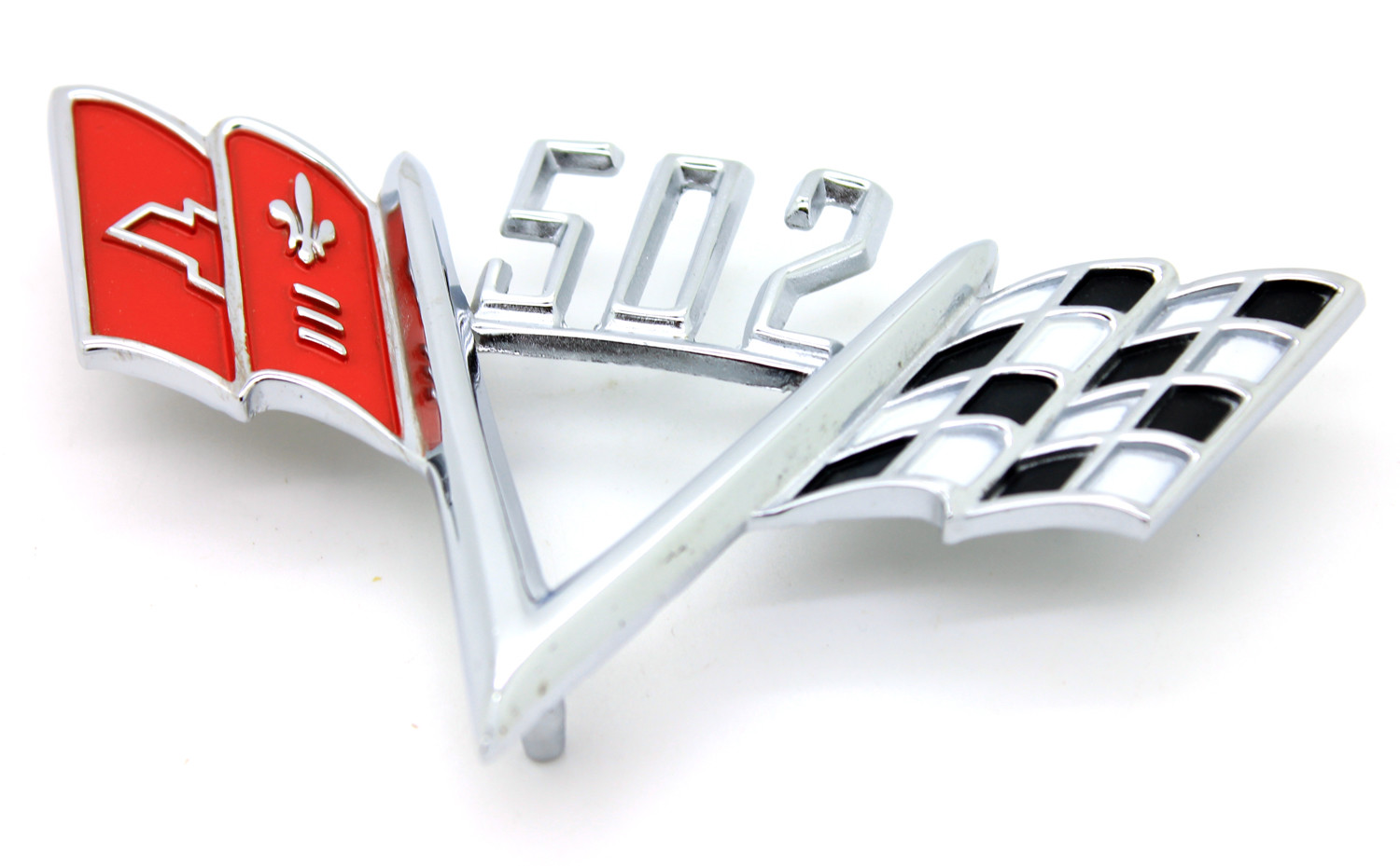 NEW Custom 502 Cross Flag Fender Emblem Set / 1960s Chevrolet Chevy ...