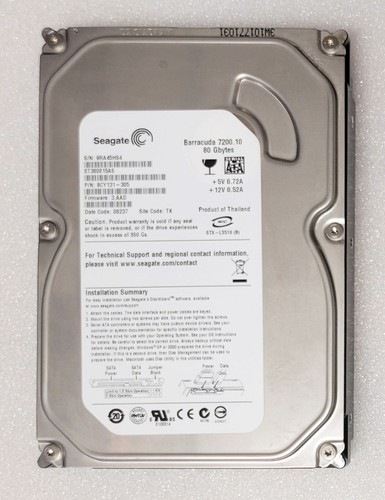 Seagate Barracuda ST380815AS 9CY131-305 FW:3.AAD TK 80GB 3.5" Sata Slim ...
