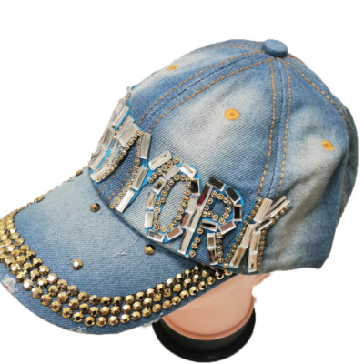 Bling Bling Jewls Blue Ladies Denim Jean Adjustable Baseball Cap Hat | eBay