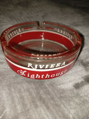 VTG Las Vegas Riviera Delmonico Cafe Noir Lighthouse Glass Red Ashtray ...