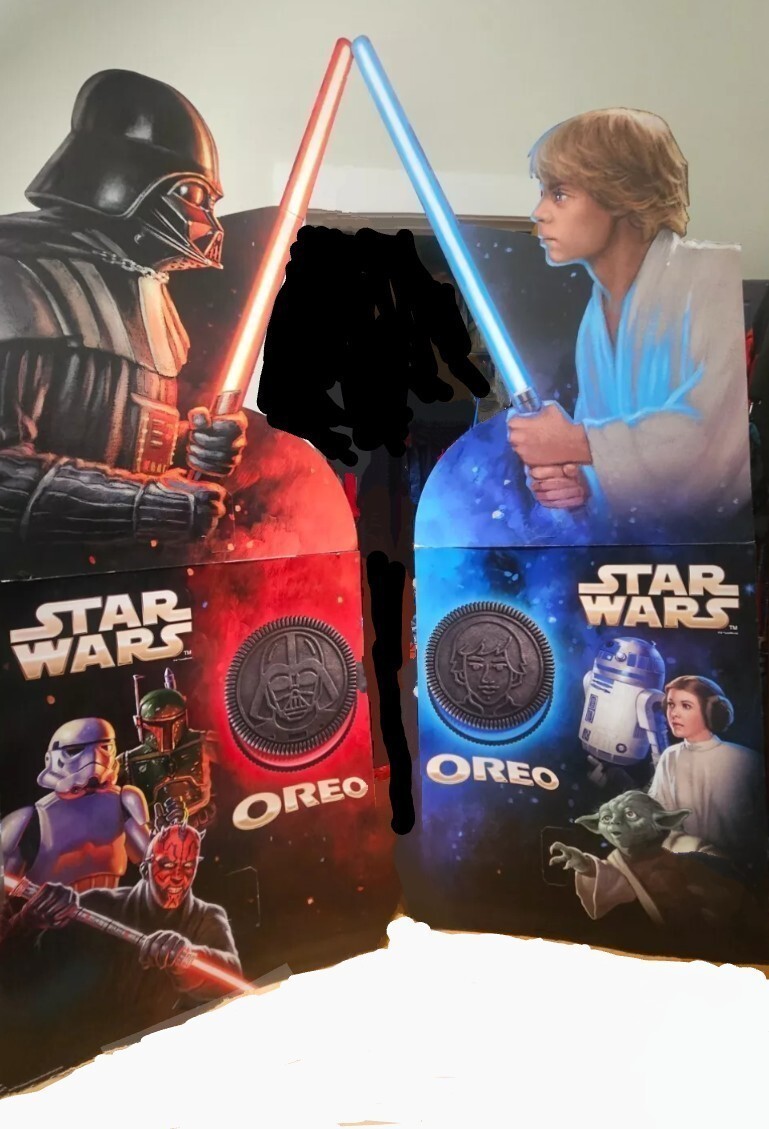 Star Wars Oreo store display standees. Luke Skywalker and Darth Maul ...