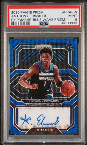 2020 Prizm Rookie Penmanship Blue Wave Prizm Anthony Edwards RC Auto ...