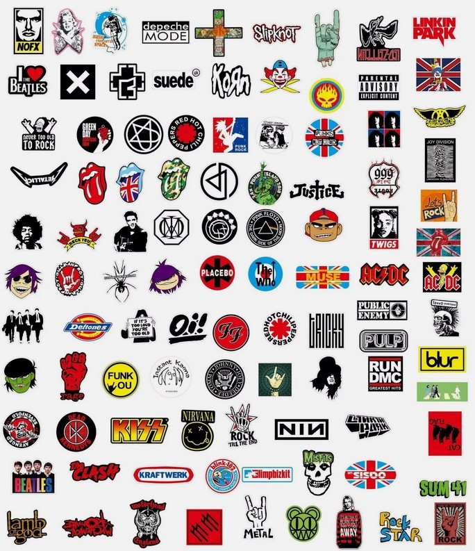 US 100PCS Rock Band Stickers Lot Punk Music Heavy Metal Bands Sticker ...