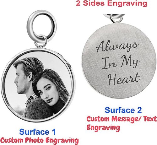 Personalized Photo and Message Engraving Custom Pendant Dangle Charm f ...