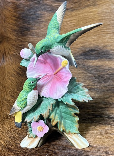 Vintage 2 Hummingbird Flower Lefton China Hand Painted Porcelain Japan ...