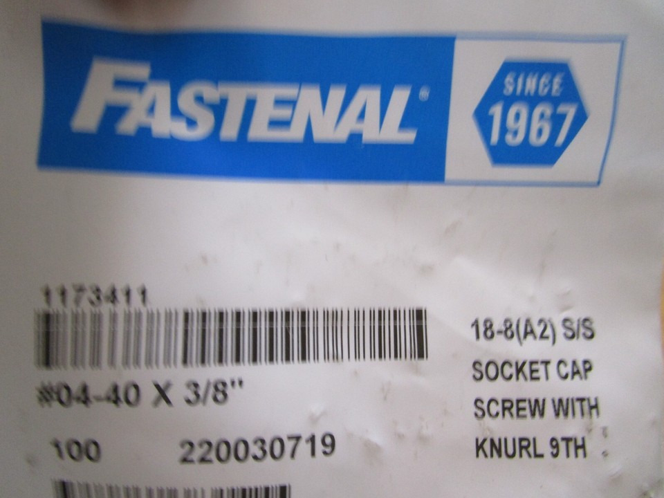 (100) #4-40 x 3/8" ASTM F837 Hex Grade 18-8 Stainless Steel Socket Cap ...