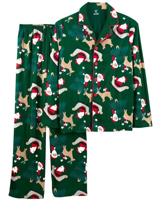 CARTER'S 2-Pc GREEN Christmas TAN SANTA Pajamas Adult Size XXL NWT NEW ...