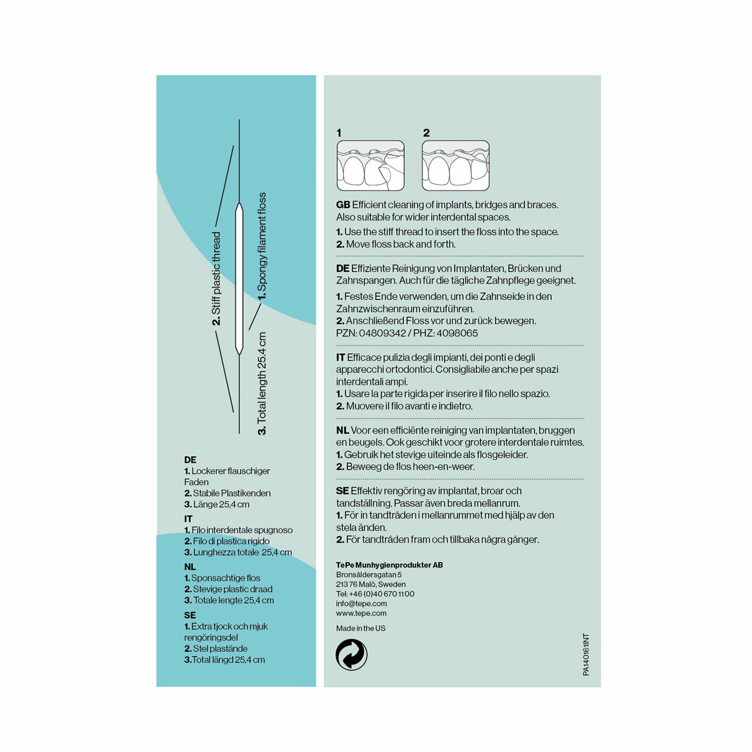 TEPE Bridge & Implant Dental Floss - Thick, Flexible with Stiff Ends ...