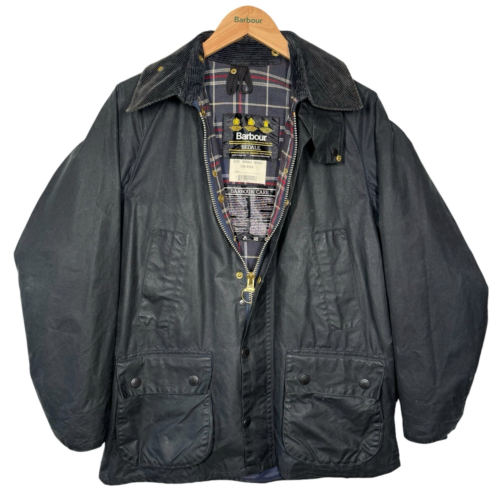 Barbour A105 Bedale Wax Jacket Navy Blue C36/91CM Sma… - Gem