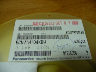 PANASONIC ECU-V1H104KBW Qty of 430 per Lot CAP SMT 1206 50V 10% 0.1UF ...