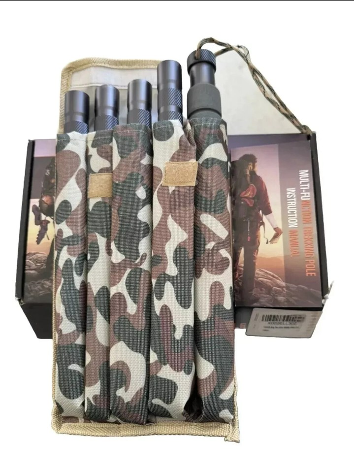 Multi-Function Tactical Trekking Pole Walking Hiking Stick US | eBay
