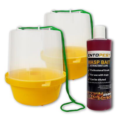 Entopest Wasp Hanging Wasp Pots & Attractant Bait Lure Garden Control ...