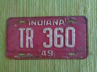1949 Indiana TRACTOR License Plate 49 IN Tag TR 360 | eBay