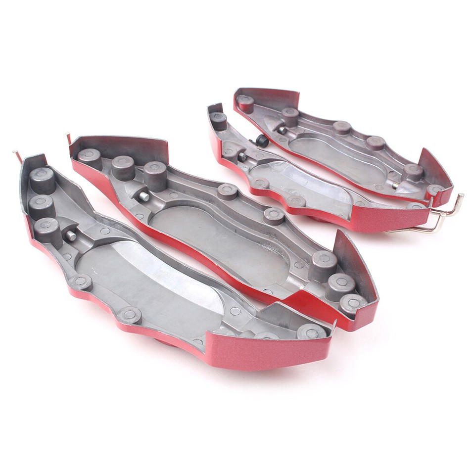 4x Red Metal 3D Style Car Universal Disc Brake Caliper Front&Rear Cover ...