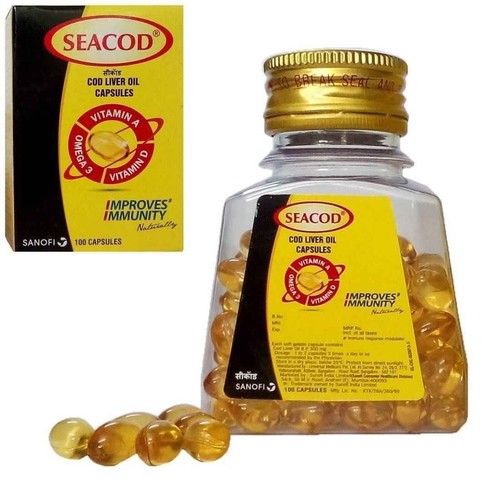 SeaCod Cod Liver capsule 110 Softgel-Omega-3 DHA, EPA Vit A & D | eBay