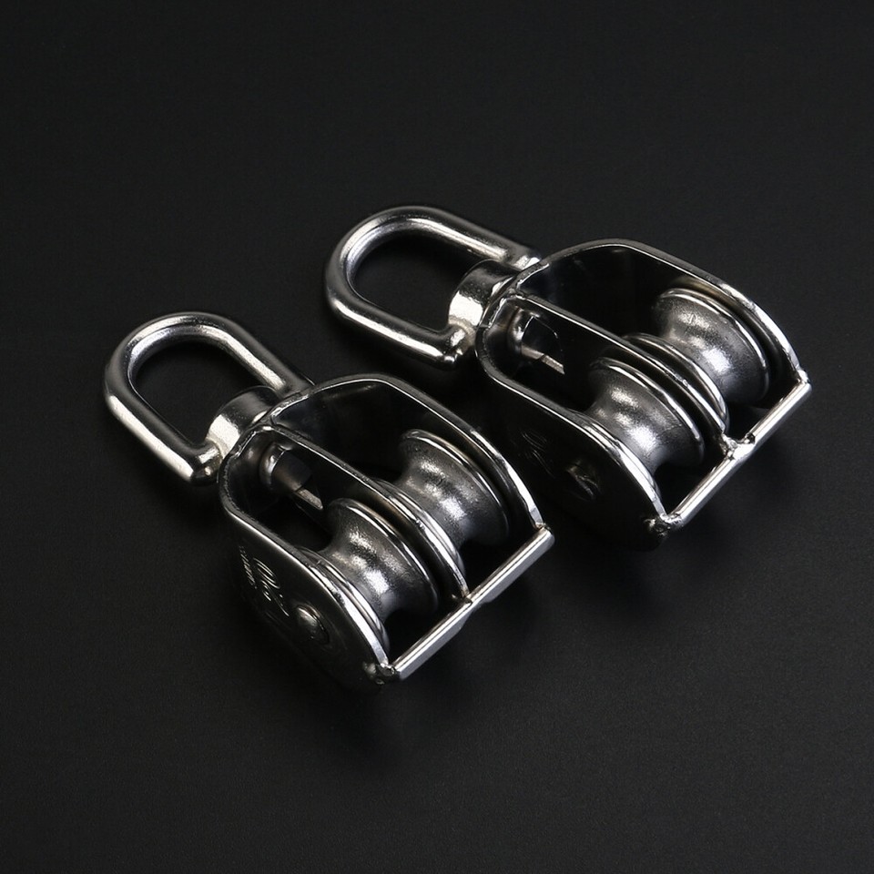 2PCS Double Pullys for Rope Small Block and Tackle Pulley System M25 ...
