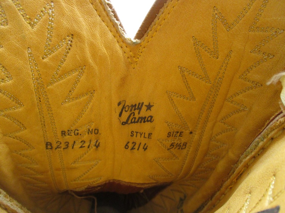 Tony Lama Brown Cream Leather Lizard Wingtip Cowboy Boot Sty 6214 Women ...