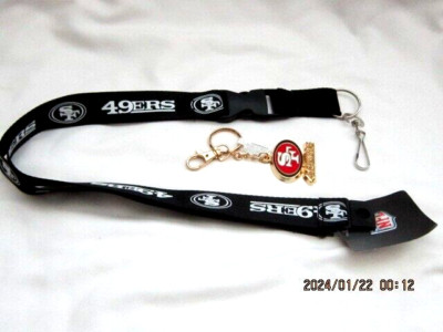 49ers Blackout NFL Keychain Detachable Lanyard+49ers Logo Gold Clr ...