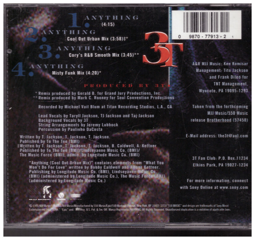 3T - anything [CD] 1995 / Mjj Music | eBay