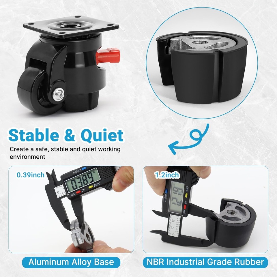 Nefish Heavy Duty Leveling Machine Casters 2200 LBS, Upgraded Ratchet ...