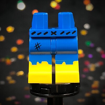 NEW LEGO Blue Black Belt Tattered Jeans Legs Decorated Print | eBay