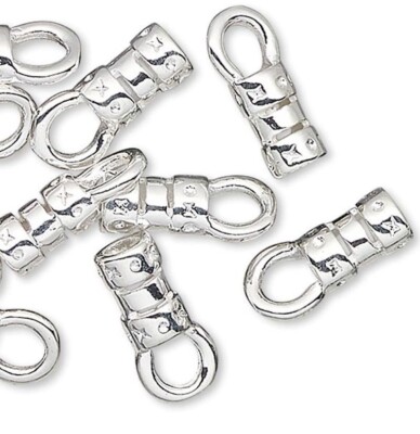 Crimp End, 100 Silver Plated Brass 5.5x3.5mm Crimp Tubes with Loop with ...