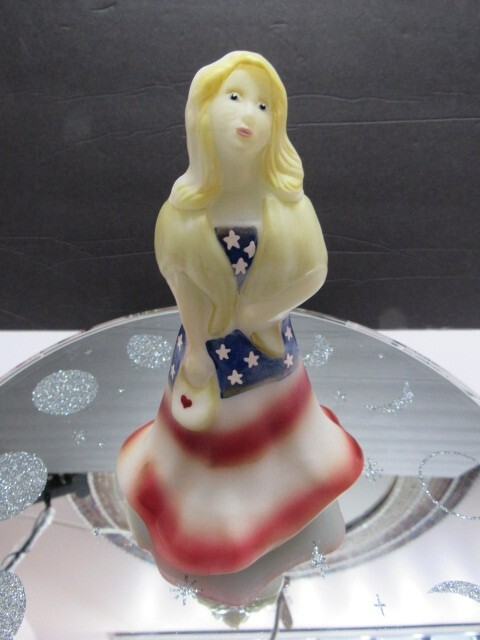 FENTON HAND PAINTED , 1ST EDITION PATRIOTIC LADY-SIGNED SHELLY FENTON ...