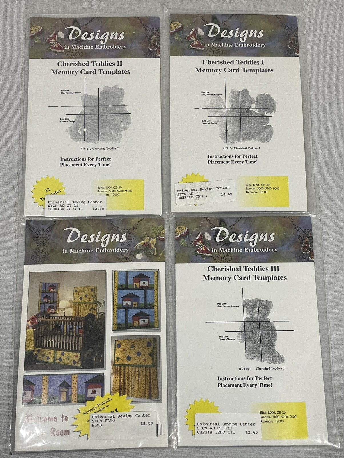 Designs In Machine Embroidery Memory Card Templates Lot of 4 | eBay