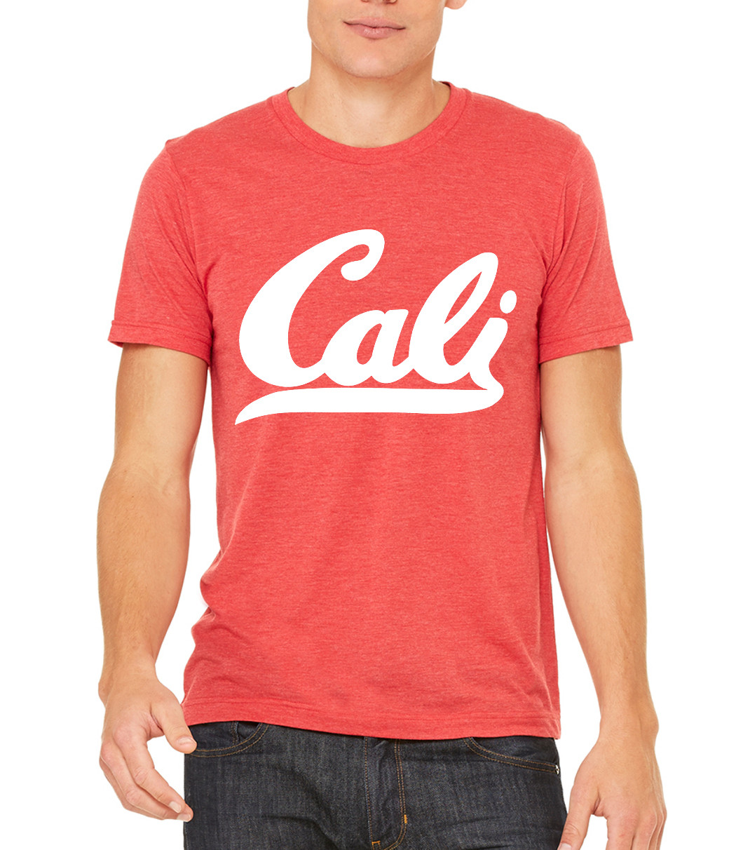 Men's Cali White Tri-Blend Red T Shirt C1 California Life Republic Bear ...