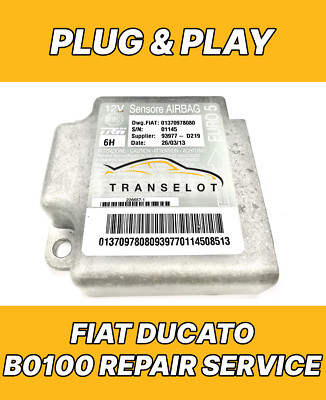 FIAT DUCATO 01390298080 AIRBAG ECU SRS MODULE B0100 FAULT REPAIR RESET ...