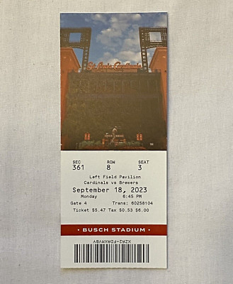 St. Louis Cardinals Box Office Ticket 9/18/23 Wainwright FINAL Start ...