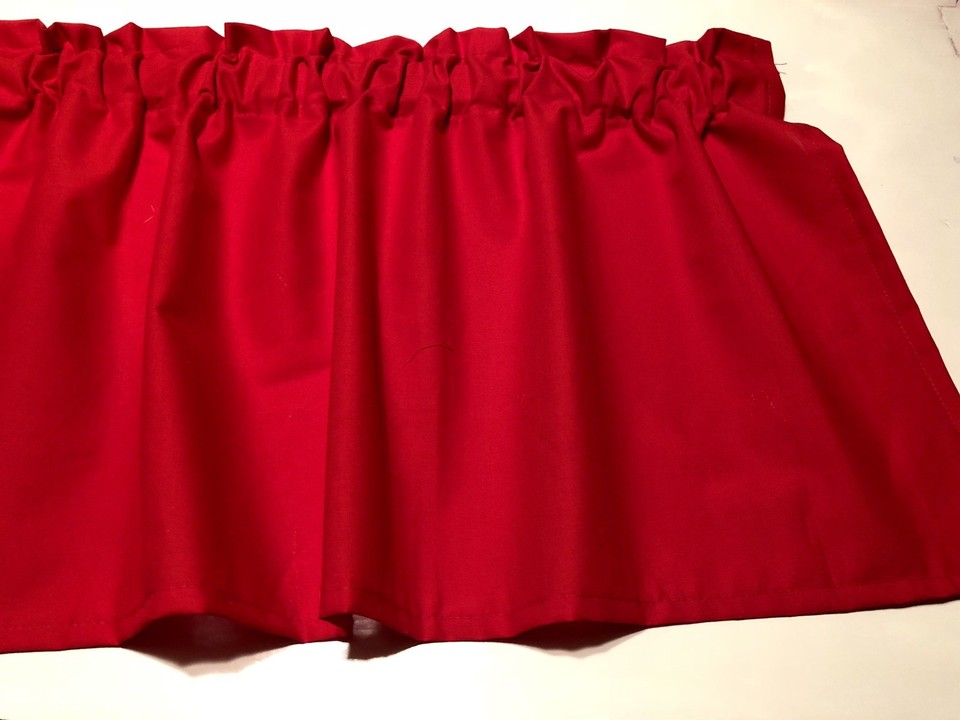 Solid Cherry Red Valance Cotton fabric 42"wide 14"L Bedroom Kitchen | eBay