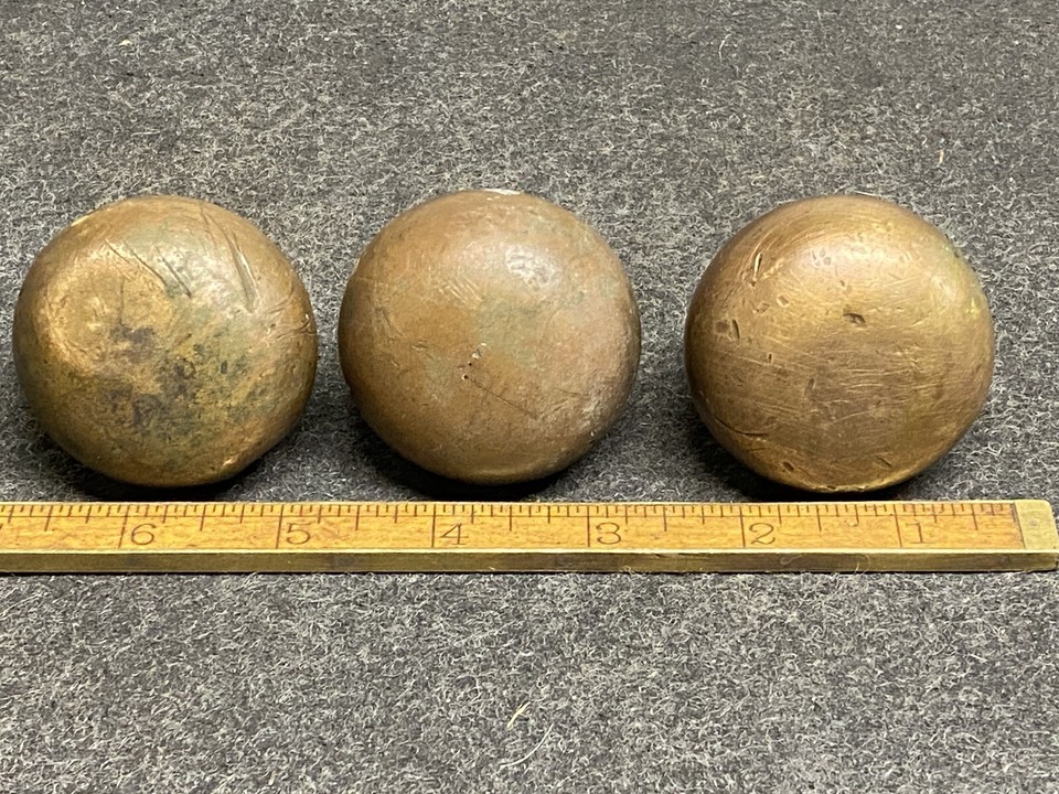 3 Vintage heavy brass round Horse Harness Hame Balls Knobs Walking ...