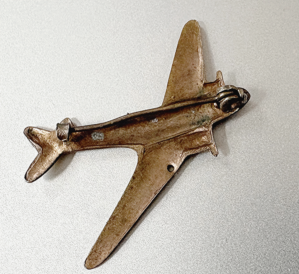 Vtg Pre-WWII DC-3 Airplane Lapel Pin: Brass "C" Clasp Design; C-47 In ...