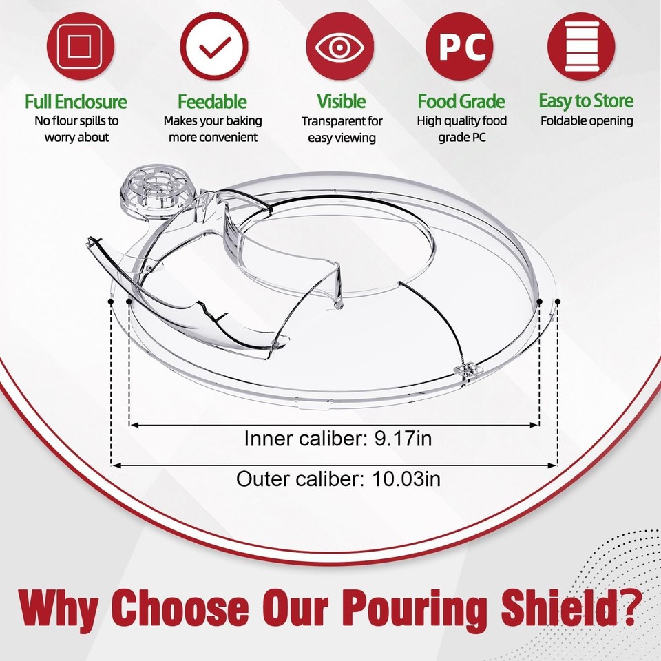 Pouring Shield for Kitchen aid Bowl Lift 6-7 Qt Stand Mixer Stainless ...
