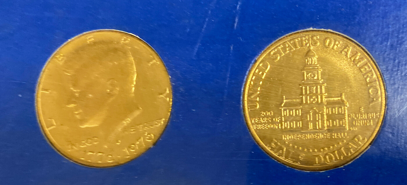 U.S. Bicentennial Gold Set-2 1976 Gold Plated Kennedy Halves W/23k Gold ...