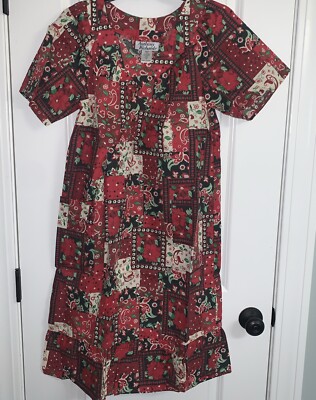 NEW ANTHONY RICHARDS CHRISTMAS POINSETTIA HOUSE DRESS MUMU W/ POCKETS ...