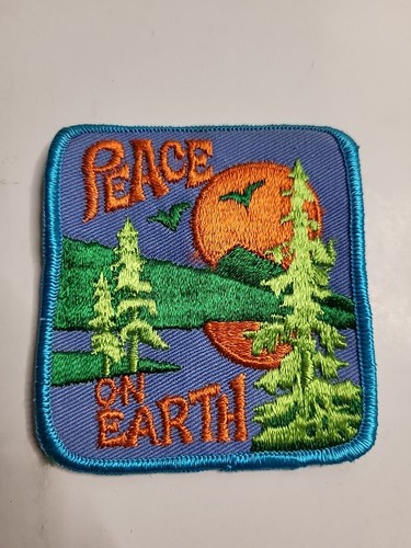 Vintage Peace on Earth Patch - Colorful Outdoors, Mountains, Birds, Lake | eBay