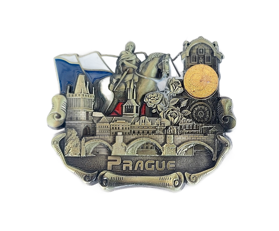 Souvenir Magnet metal Czech Republic Prague astronomical clock Charles ...