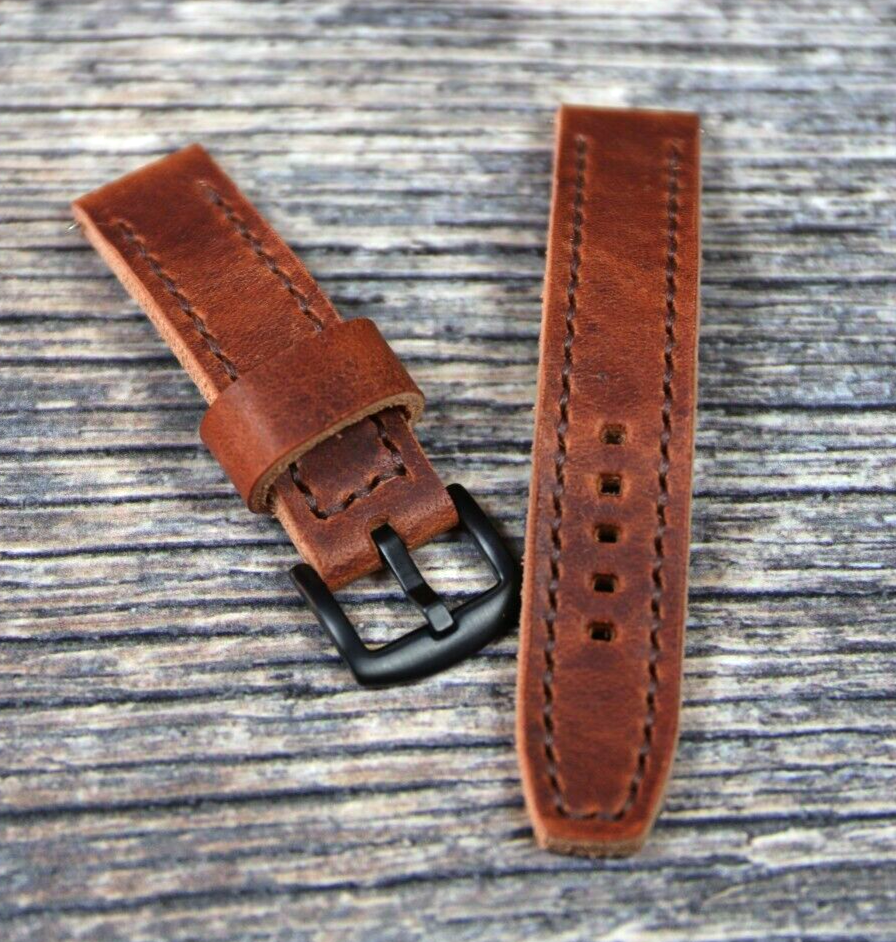 Handcrafted Brown Horween Leather Watch Strap | Panerai Style Band, 18 ...
