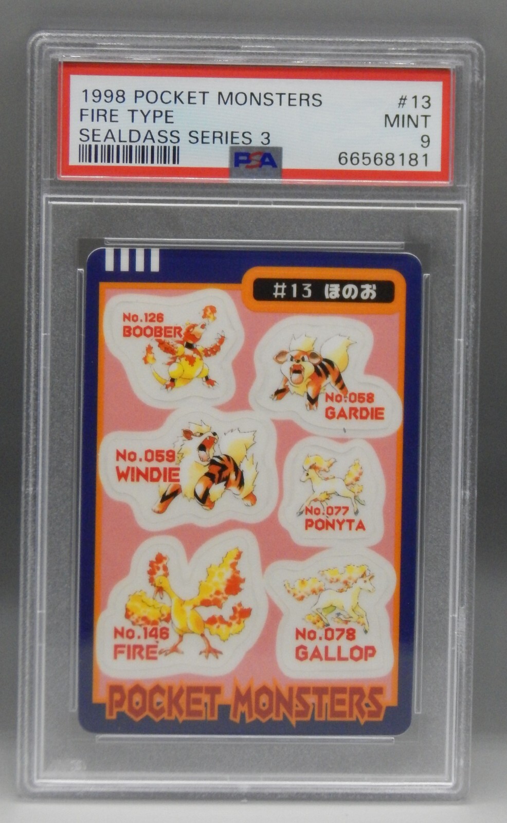 1998 Japanese SEALDASS series 3 Pokemon card FIRE TYPE Boober PSA 9 ...