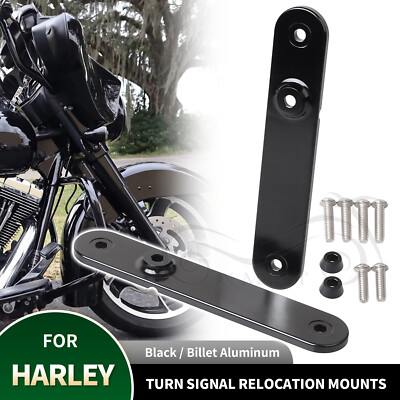 Black Front Turn Signal Relocation Mount For Harley Electra Glide Road ...