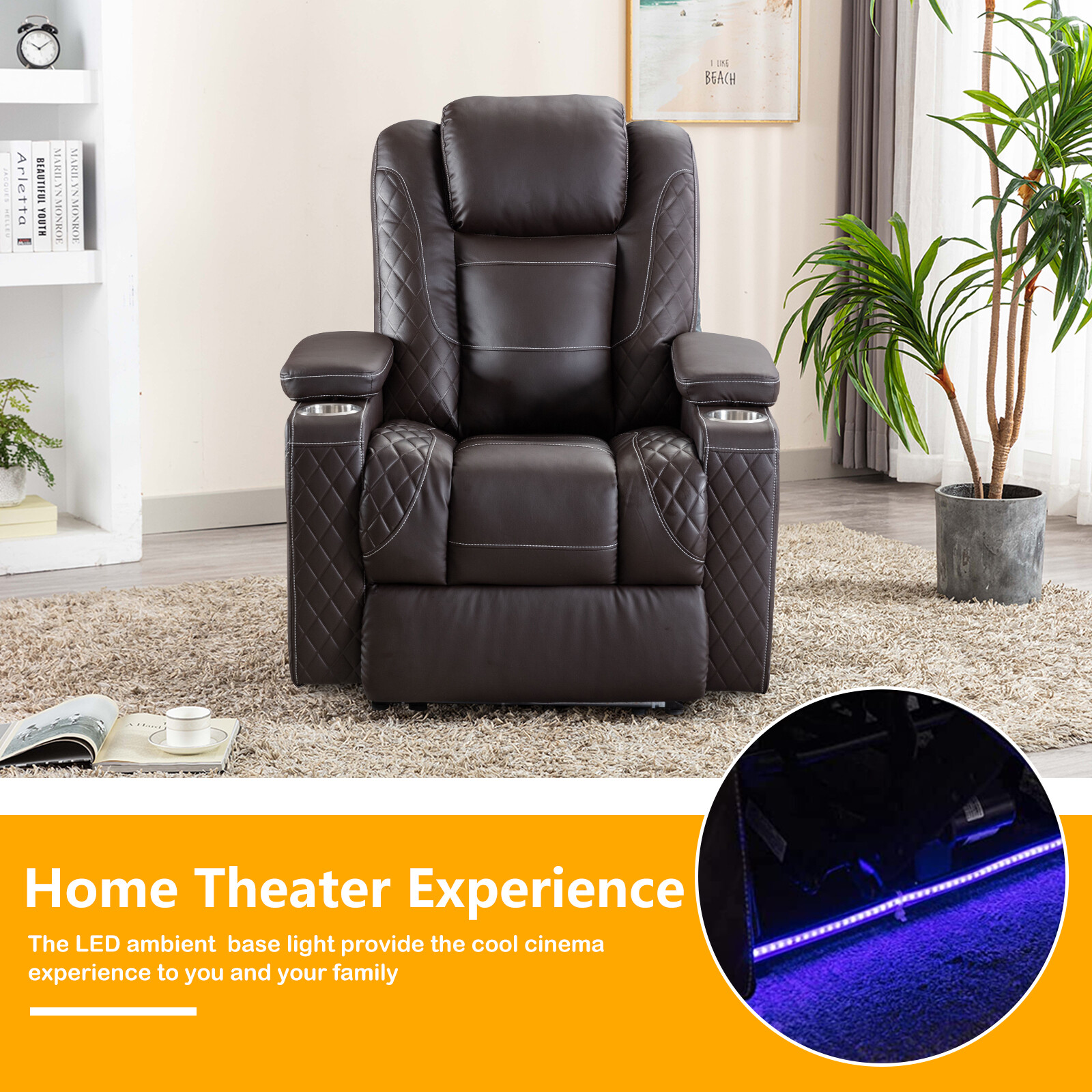 Electric Power Recliner Chair Home Theater Seat Sofa w/Power Headrest ...