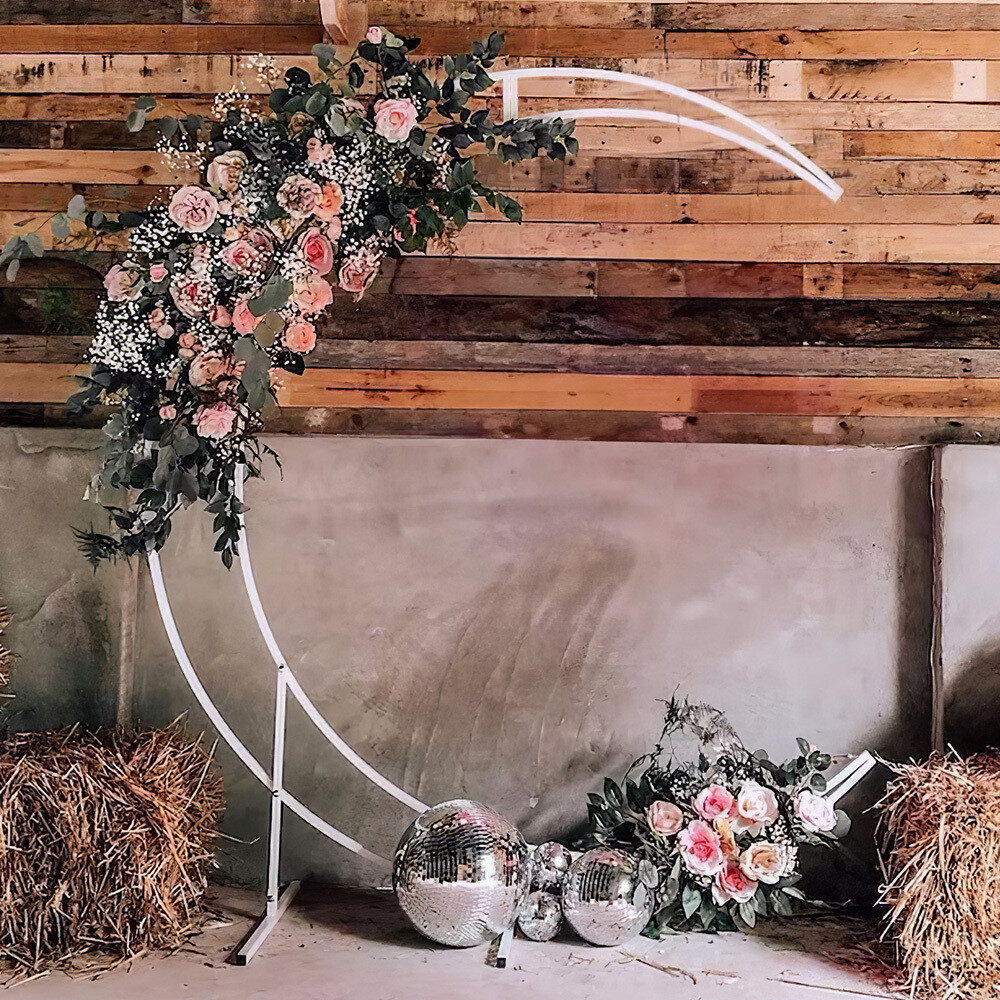 Large Half Moon Gate Arch Frame Flower Balloon Stand Wedding Party Prop ...