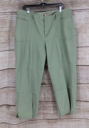 Faded Glory Stretch Womens Plus Size 20W Cropped Pants Sage Green | eBay