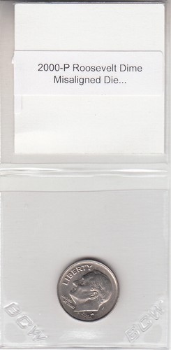 2000-P Roosevelt Dime Misaligned Die Off Center Obverse Error Variety ...