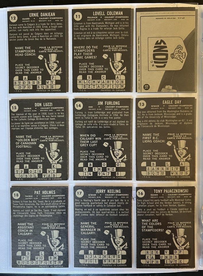1964 Topps CFL Football Complete Set Condition: Excellent Mint | eBay