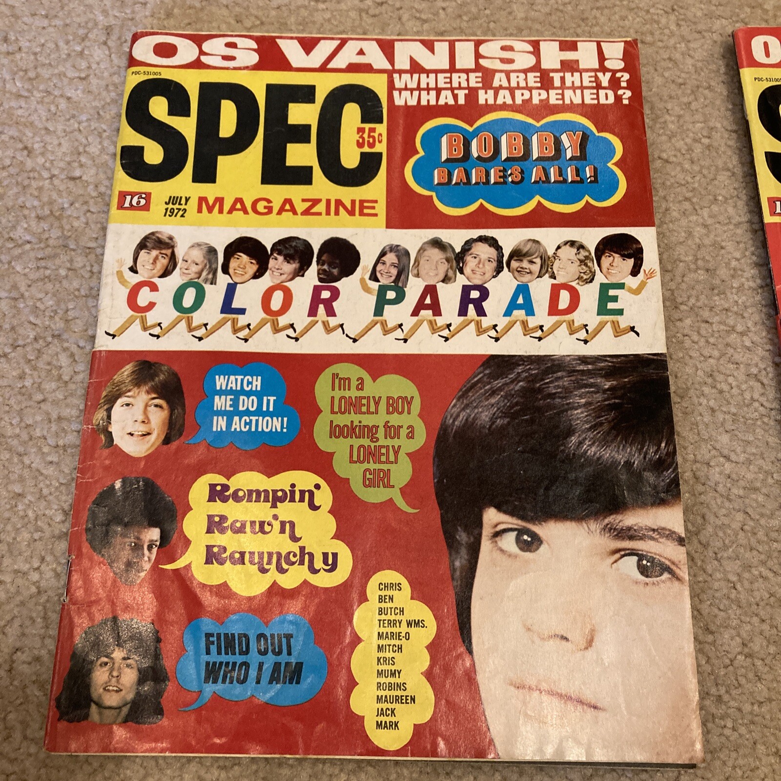 2 Spec magazines July, September 1972 David Cassidy Donny Osmond ...